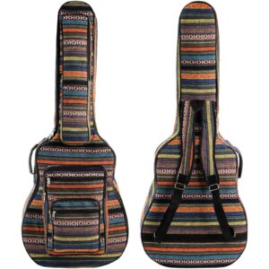 tosnail 43 inch acoustic guitar gig bag with backpack strap and 5 pockets, bohemian vintage guitar storage case bag