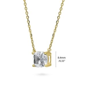 BERRICLE Sterling Silver Solitaire 3.5 Carat Radiant Cut Cubic Zirconia CZ East-West Fashion Pendant Necklace for Women 16 inch, Yellow Gold Flashed