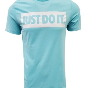 Nike Mens Just Do It Box Crewneck T-Shirt (X-Large, Aqua Blue)