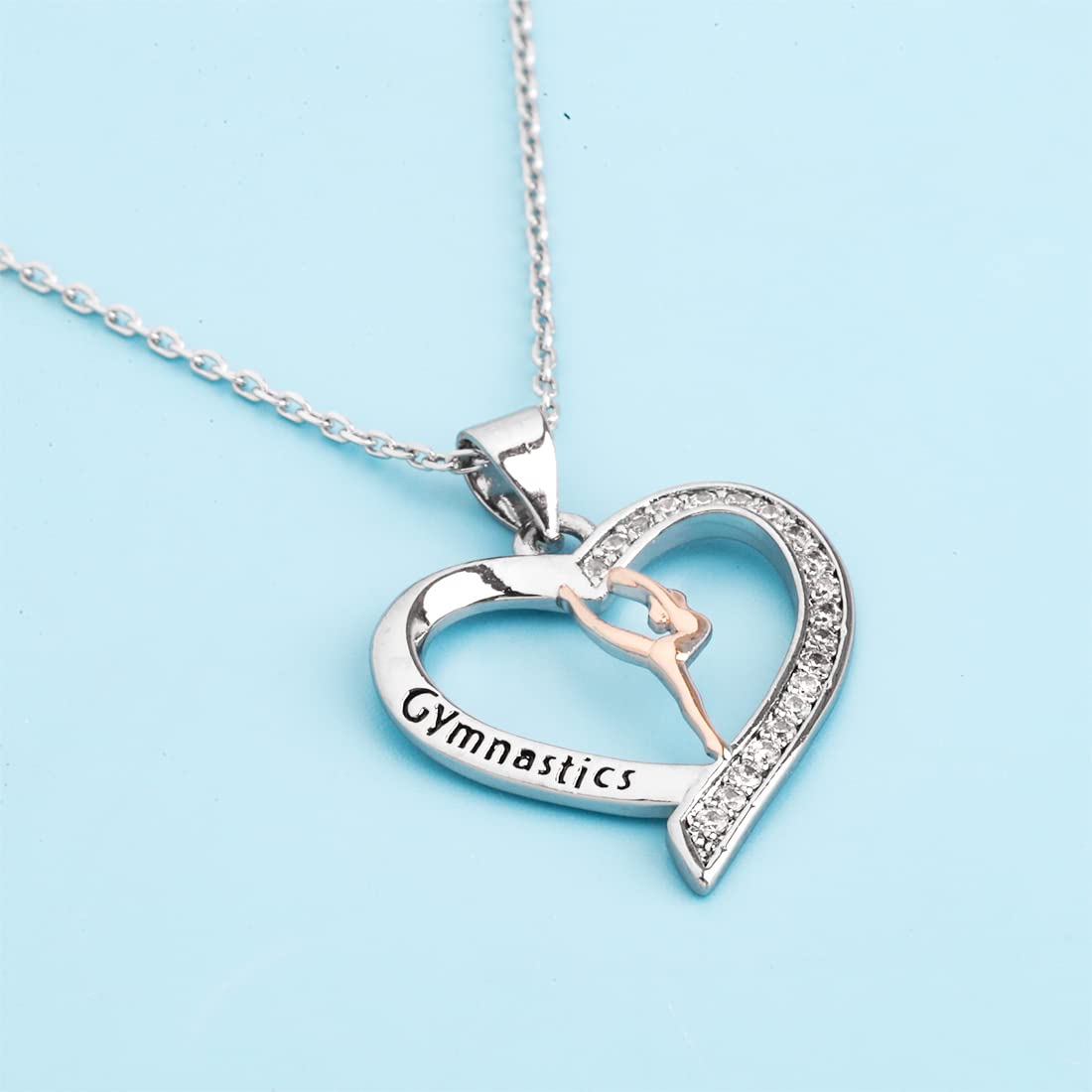 FUSTMW Gymnastist Necklace gifts Gymnast Pendant Jewelry Gymnastics Inspirational Team Gifts for Gymnast Women (Silver)