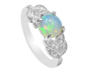 8 mm natural rainbow fire ethiopian opal cabochon ring 925 sterling silver october birthstone solitaire ring opal jewelry birthday gift for wife (sterling silver, 11.5 us)