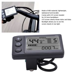 Electric LCD Display Meter, 24V 36V 48V Electric Modification Accessories with Waterproof Plug Electric Conversion kit for Electric Scooter 22.2mm/0.9in