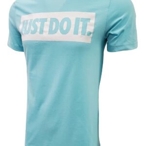 Nike Mens Just Do It Box Crewneck T-Shirt (X-Large, Aqua Blue)