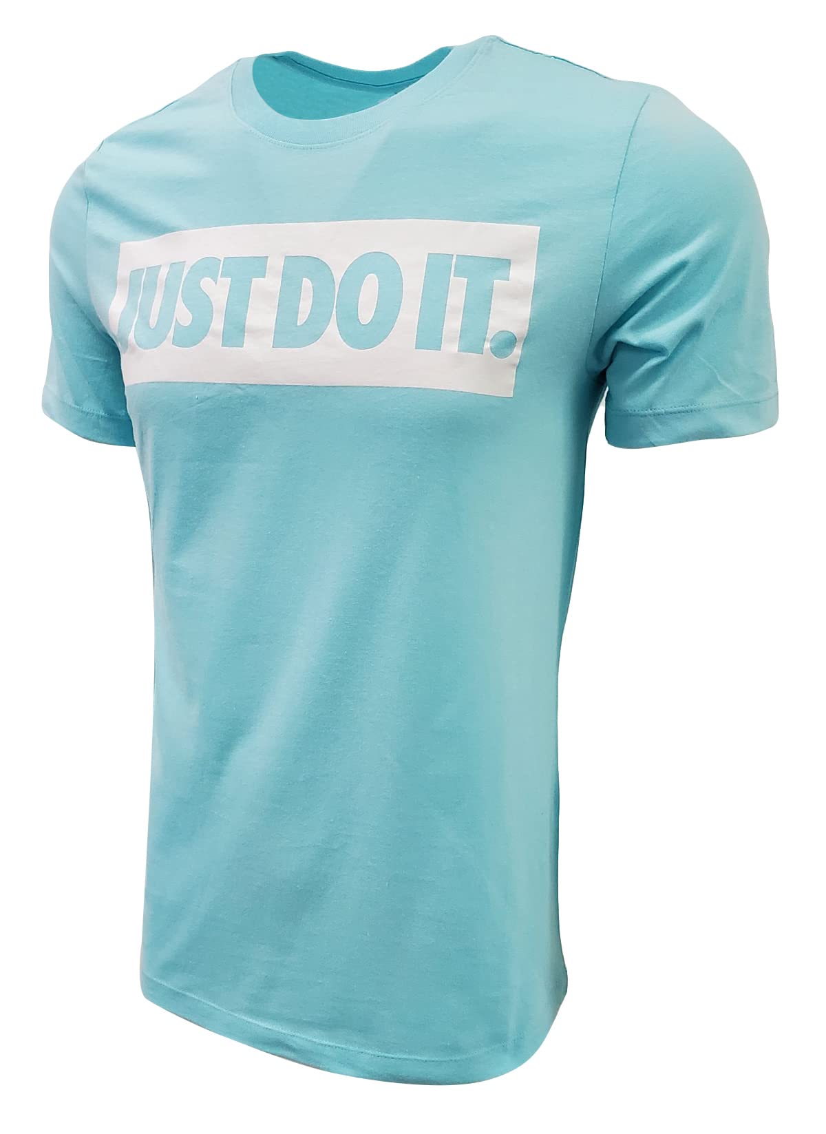 Nike Mens Just Do It Box Crewneck T-Shirt (X-Large, Aqua Blue)