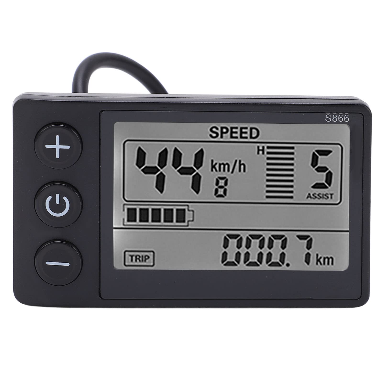 Electric LCD Display Meter, 24V 36V 48V Electric Modification Accessories with Waterproof Plug Electric Conversion kit for Electric Scooter 22.2mm/0.9in