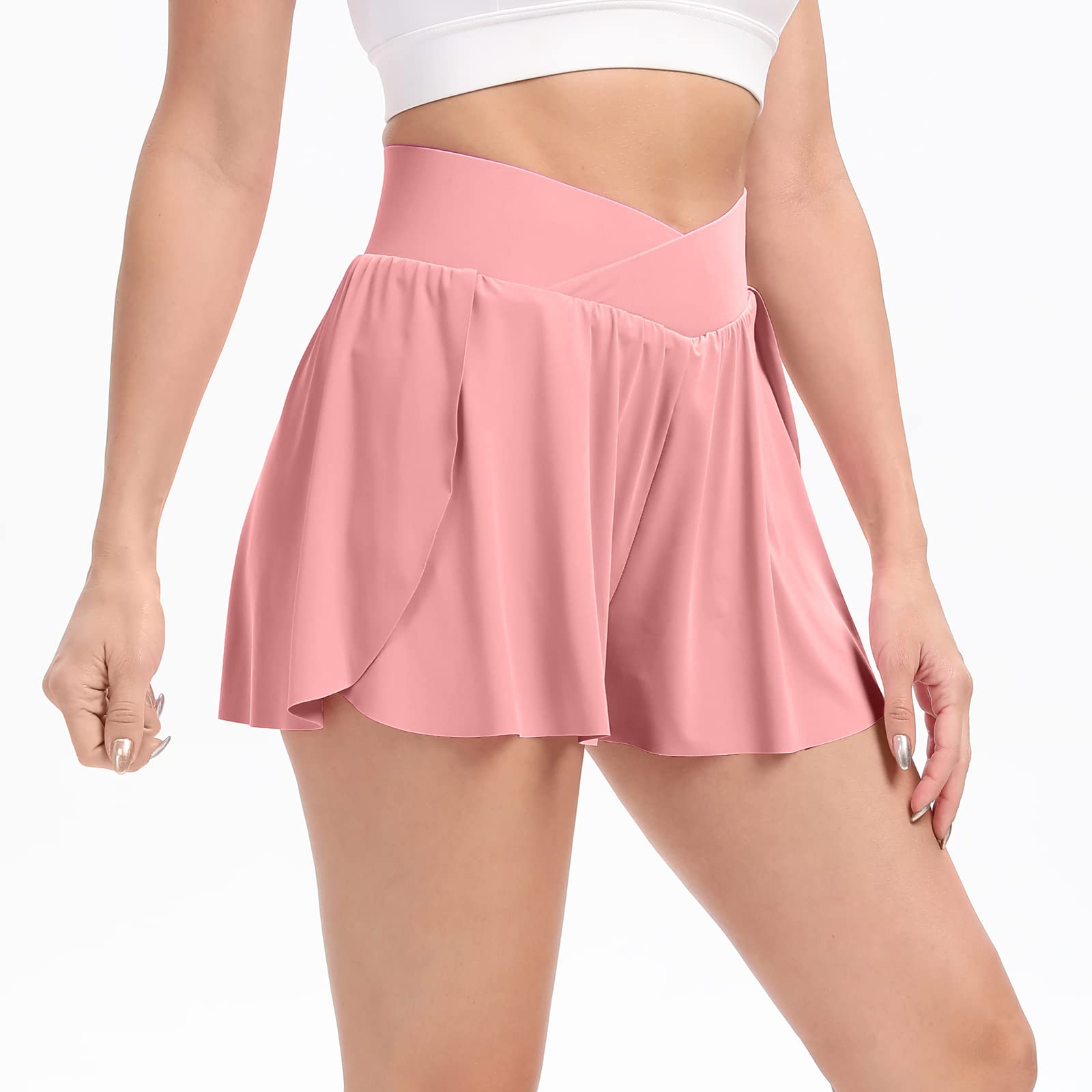 Flowy Lounge Shorts for Women Gym Yoga Athletic Workout Running Spandex Cute Comfy Sweat Skirt Womens Clothes Preppy Summer Beach(S, Light Pink)