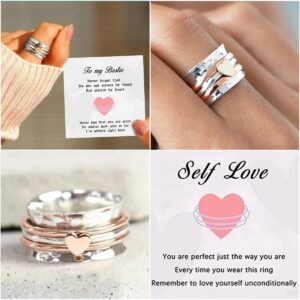 Uarein Rotating Anxiety Relief Heart Ring.Spinners Band Rings Multiple Sizes Ring Love Ring Fashion Jewelry Gifts for Women (Silver, 8)