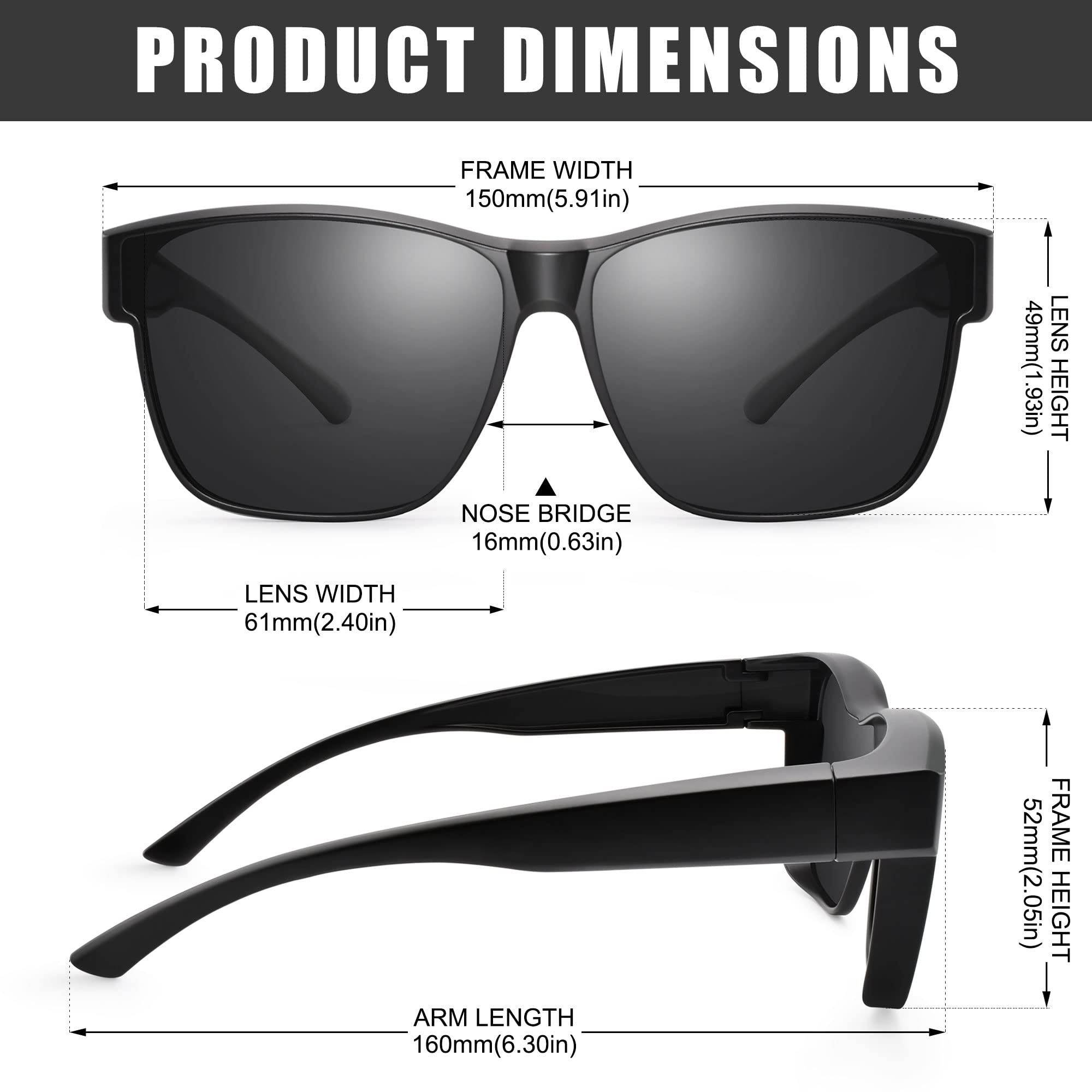 Peekaco Sunglasses Fit Over Glasses for Men Women, Lightweight Polarized Sunglasses Wear Over Glasses, UV400 Protection