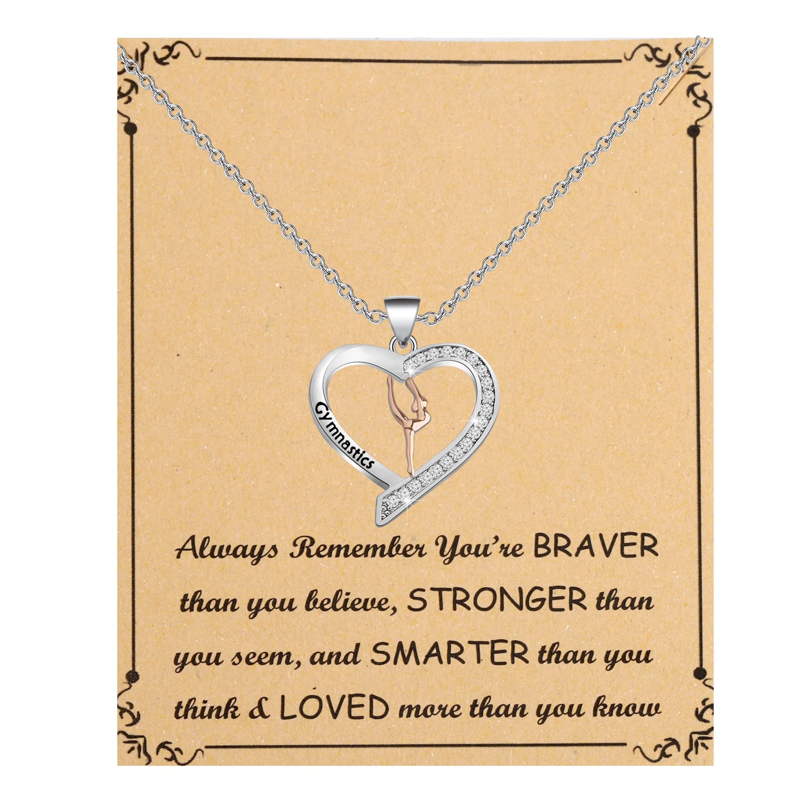 FUSTMW Gymnastist Necklace gifts Gymnast Pendant Jewelry Gymnastics Inspirational Team Gifts for Gymnast Women (Silver)