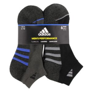 adidas 6 pairs men's low cut socks 6 pack for shoe size 6-12 black, black, 6-12