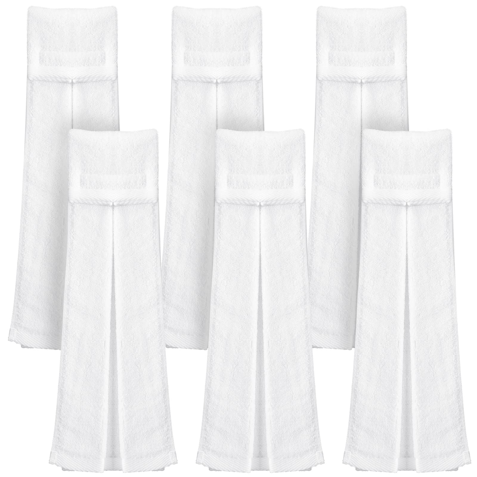 Moukeren 6 Pcs Football Towel Quarterback Football Field Towel Football Hand Towels Cotton Closed Loop Gym Towel with Hook and Loop Fastener for Football Sport Accessories (White)