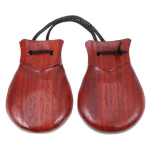 Vaguelly Spanish Castanets, 1 Pair Castanets With String Wood Nashiki Percussion Instrument for Adults