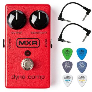 briskdrop mxr m102 dyna comp compressor pedal bundle with 2 patch cables and 6 dunlop picks