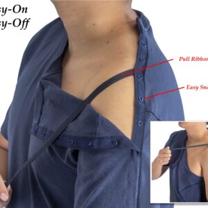 Post Shoulder Surgery Shirt w/Snaps for Easier Dressing (Right, Medium, Navy)