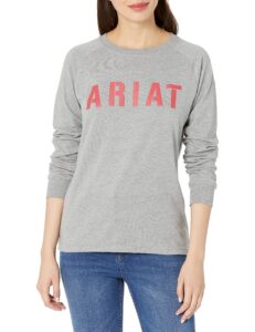 ariat female rebar cottonstrong block t-shirt heather grey large