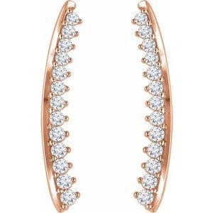 14k Rose Gold 1/3 Ct Diamond Ear Climbers Crawlers