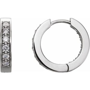 14k white gold 1/2 ct diamond inside/outside hoop earring pair