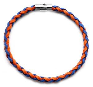 braided faux suede unisex rugby bracelet (team colors orange & royal blue)-without charm-x-large