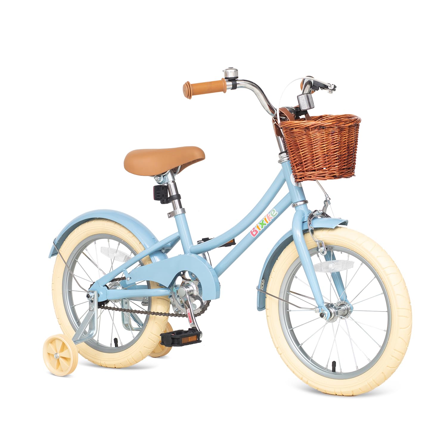 Bixike Retro Design Girls Bike with Basket and Coaster Brake for 3-13 Years Old Kids, 14 16 18 Inch Kids Cruiser Bicycle for Toddlers with Training Wheels, 20 Inch with Kickstand, Multiple Colors