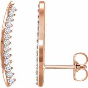 14k rose gold 1/3 ct diamond ear climbers crawlers