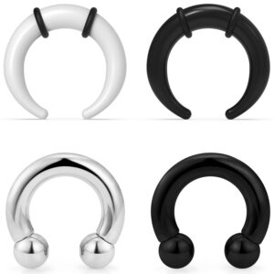 lcolyoli large septum rings 8g pa ring internally threaded ball horseshoe barbell stainless steel & acrylic plastic pincher tapers c shape buffalo stretcher expander for women men