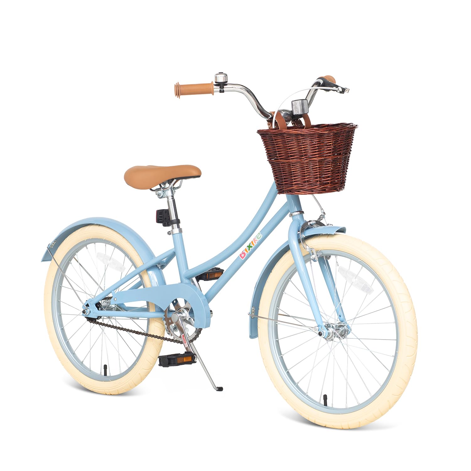 Bixike Retro Design Girls Bike with Basket and Coaster Brake for 3-13 Years Old Kids, 14 16 18 Inch Kids Cruiser Bicycle for Toddlers with Training Wheels, 20 Inch with Kickstand, Multiple Colors