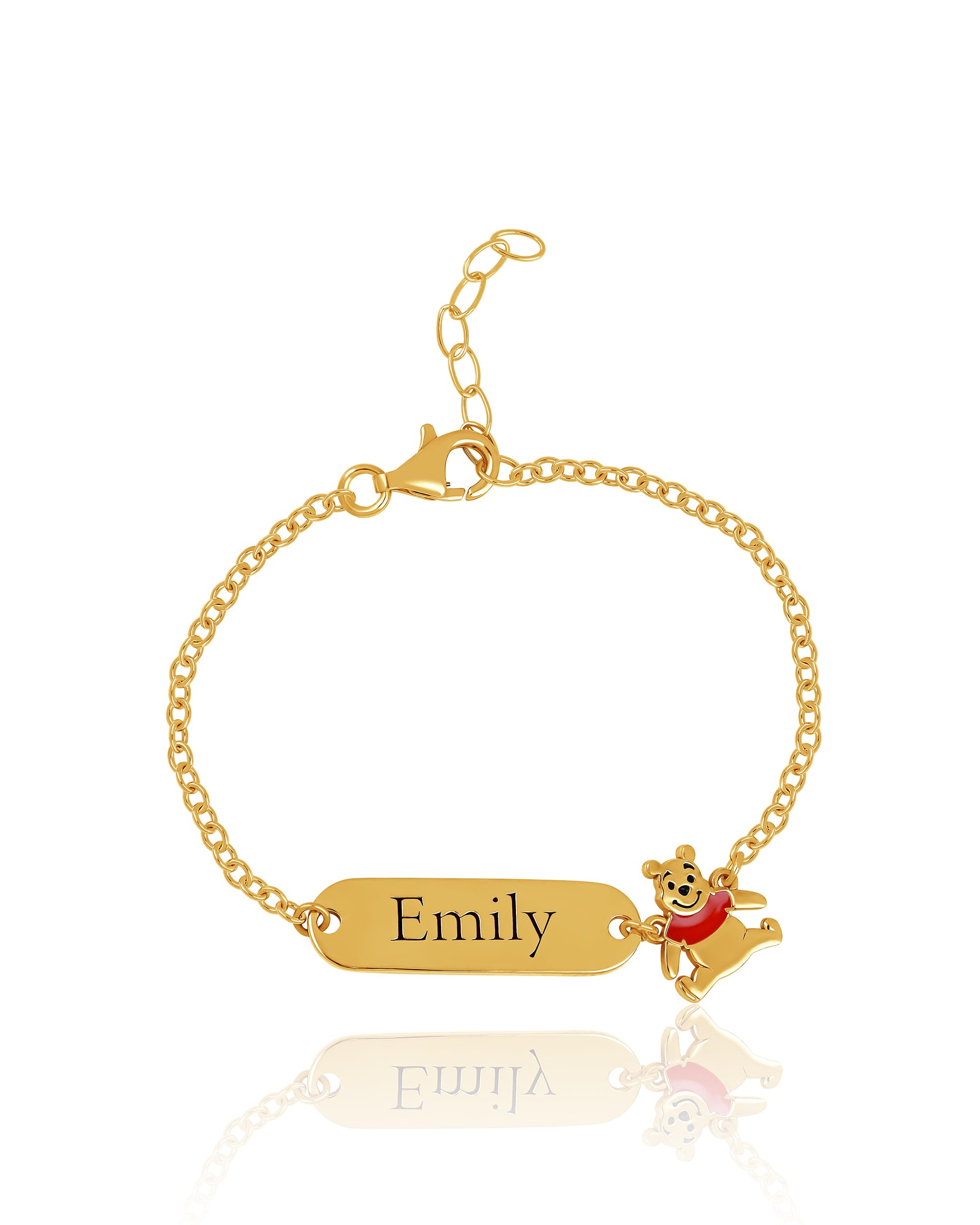 Disney Winnie the Pooh Personalized Bracelet 5" + 1" - Sterling Silver Nameplate Bracelet - Winnie the Pooh Gifts - Officially Licensed