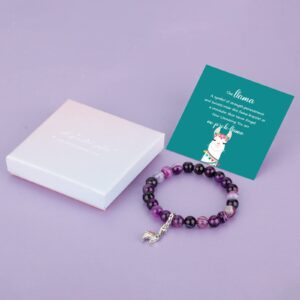 Llama Gifts for Women No Prob-Llama Bracelet,Purple Agate Beads Llama Charm,Llama Birthday Gift Alpaca Gifts for Llama Lovers (Purple llama gift)