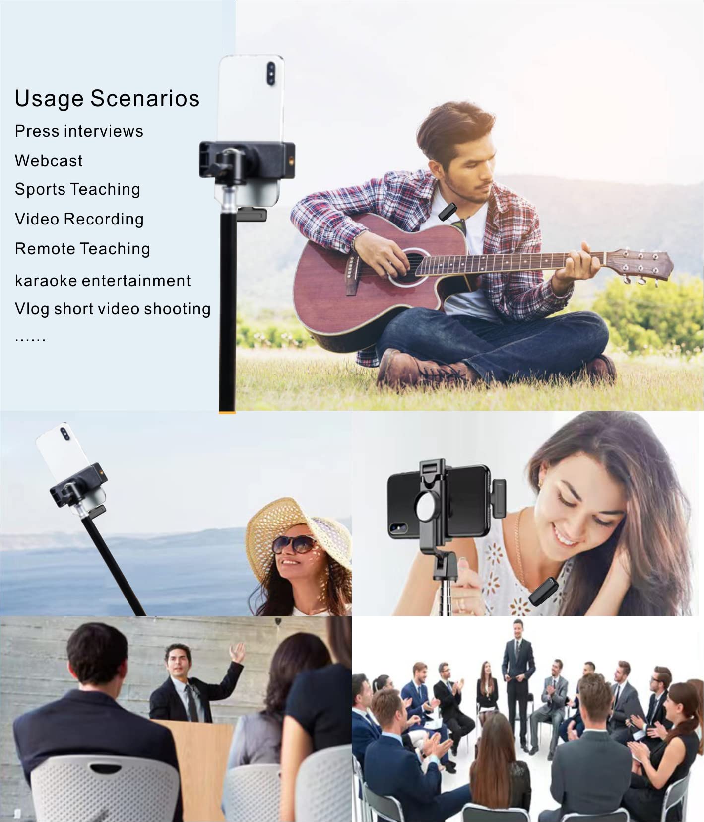 Wireless-Lavalier-Microphone Charging-Case for iPhone - ipad YouTube TikTok Podcast Video Recording Conference Vlogging Church Interview Teaching 2 in 1 Plug-Play Mic