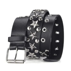 habuaety studded belt women y2k spike star belts star black girl woman stud punk waist belt for halloween cosplay