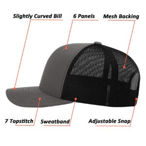 Classic Mesh Trucker Hat, Adjustable Snapback, Outdoor Camping Magic Mushroom Baseball Cap (Dark Grey)