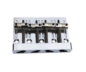 guyker high mass bass bridge with vintage brass saddles tailpiece replacement for 4 string jazz electric bass cnc machined (gb403, chrome)