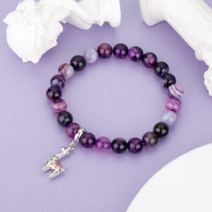 Llama Gifts for Women No Prob-Llama Bracelet,Purple Agate Beads Llama Charm,Llama Birthday Gift Alpaca Gifts for Llama Lovers (Purple llama gift)