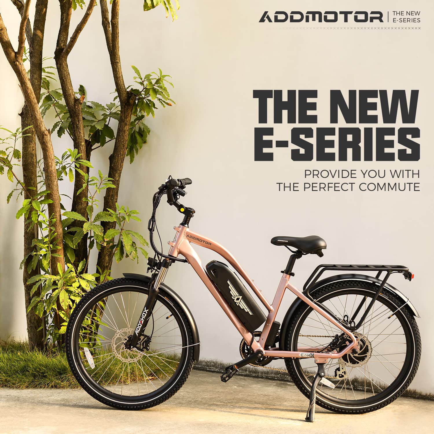 ADDMOTOR Electric Bike for Adults, Electric Bicycles with 48V*20Ah Removable Battery, 125 Miles, 500W Step-Thru Ebike, 26 x 2.3 Inch Tire, E-43 Mountain City E-Bike(Rose Pink)