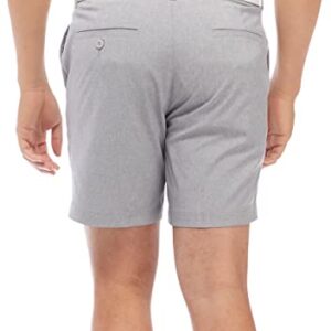 PGA TOUR Men's 7" Flat Front Golf Shorts with Active Waistband, Light Grey Heather, 42