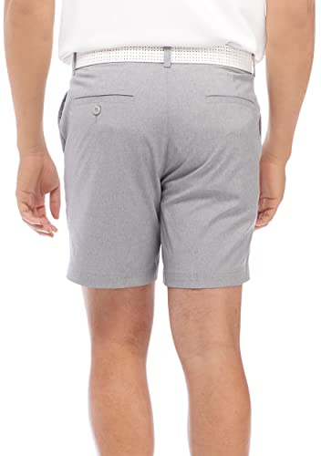 PGA TOUR Men's 7" Flat Front Golf Shorts with Active Waistband, Light Grey Heather, 42