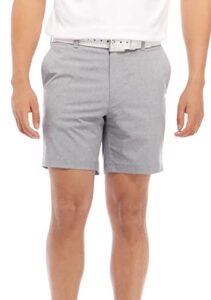 pga tour men's 7" flat front golf shorts with active waistband, light grey heather, 42