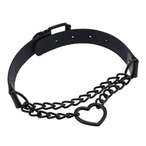 SNOLLOWYY Heart Leather Choker Punk PU Necklace Goth Choker Soft Collar Chain for Women Girls Gifts (Heart)