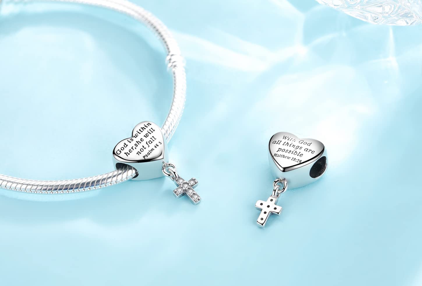 Cross Charm Fit Pandora Charms Bracelet Love Heart Christian Bible Verse Charms Prayer Faith Religious Jewelry Gifts for Women