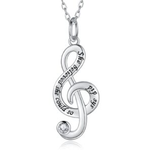 music note necklace ring for women sterling silver classic treble clef music pendant musical jewelry graduation gifts for musician music student (necklace)