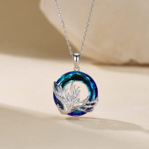 SVODEA Phoenix Pendant Necklaces for Women 925 Sterling Silver Crystal Phoenix Necklaces Phoenix Nirvana Firebird Jewelry Anniversary Birthday Gift for Women