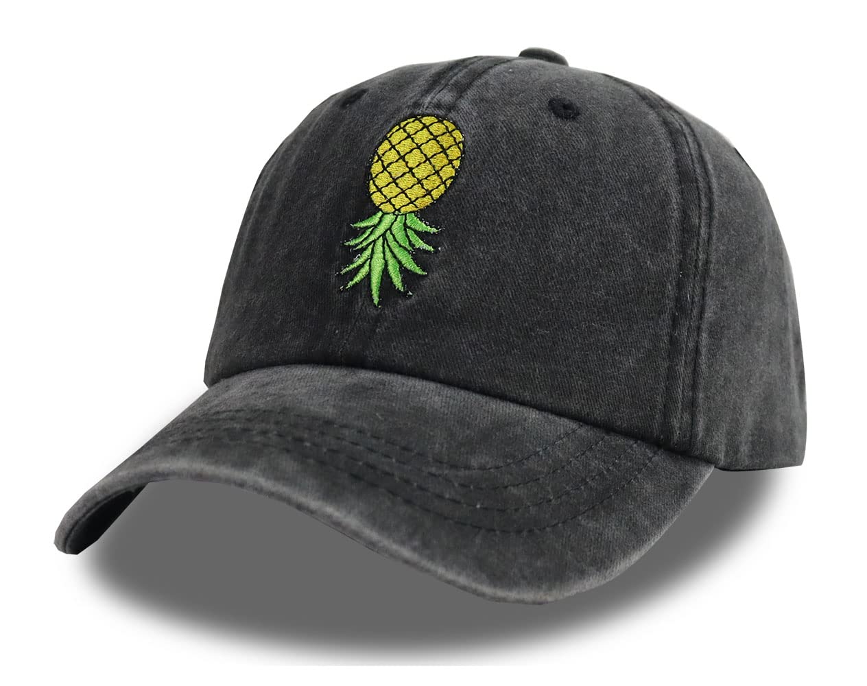 Upside Down Pineapple Gifts for Women Men, Funny Pineapple Hat for Birthday, Dad, Mom, Husband, Wife, Grandpa, Grandma, Adjustable Washed Retro Vintage Distressed Cotton Fruit Summer Baseball Cap