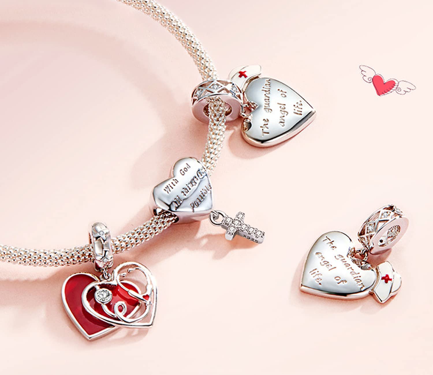 Cross Charm Fit Pandora Charms Bracelet Love Heart Christian Bible Verse Charms Prayer Faith Religious Jewelry Gifts for Women