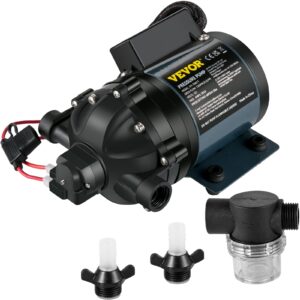 vevor washdown pump, 12v dc, 7 gpm 60 psi, max. 10 ft lift self priming water pump, w/epdm valve, universal salt water strainer & female/male thread, for rv, marine deck, yacht