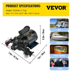 VEVOR Washdown Pump, 12V DC, 7 GPM 60 PSI, Max. 10 FT Lift Self Priming Water Pump, w/EPDM Valve, Universal Salt Water Strainer & Female/Male Thread, for RV, Marine Deck, Yacht