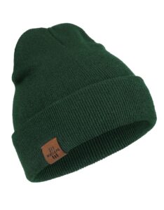 winter beanie acrylic knit hats for men women soft warm unisex cuffed beanie dark green