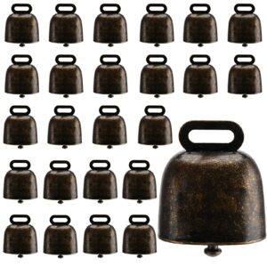 mahiong 25 pack cow horse sheep grazing copper bells, small metal cow bells loud bronze bell, small brass bell anti lost bells for cow horse sheep cattle, bronze black