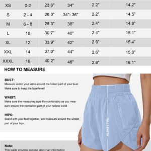 Blooming Jelly Womens High Waisted Running Shorts Athletic Workout Shorts Quick Dry Pants with Zipper Pocket(Small,Sky Blue)