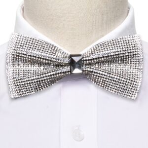 YOHOWA Bowties for Men Rhinestone Sequin Diamond Pre Tied with Adjustable Length for Party Wedding Banquet Gift