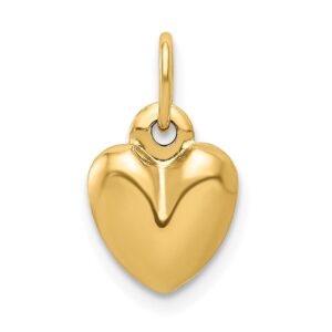 diamond2deal 14k yellow gold puffed heart pendant